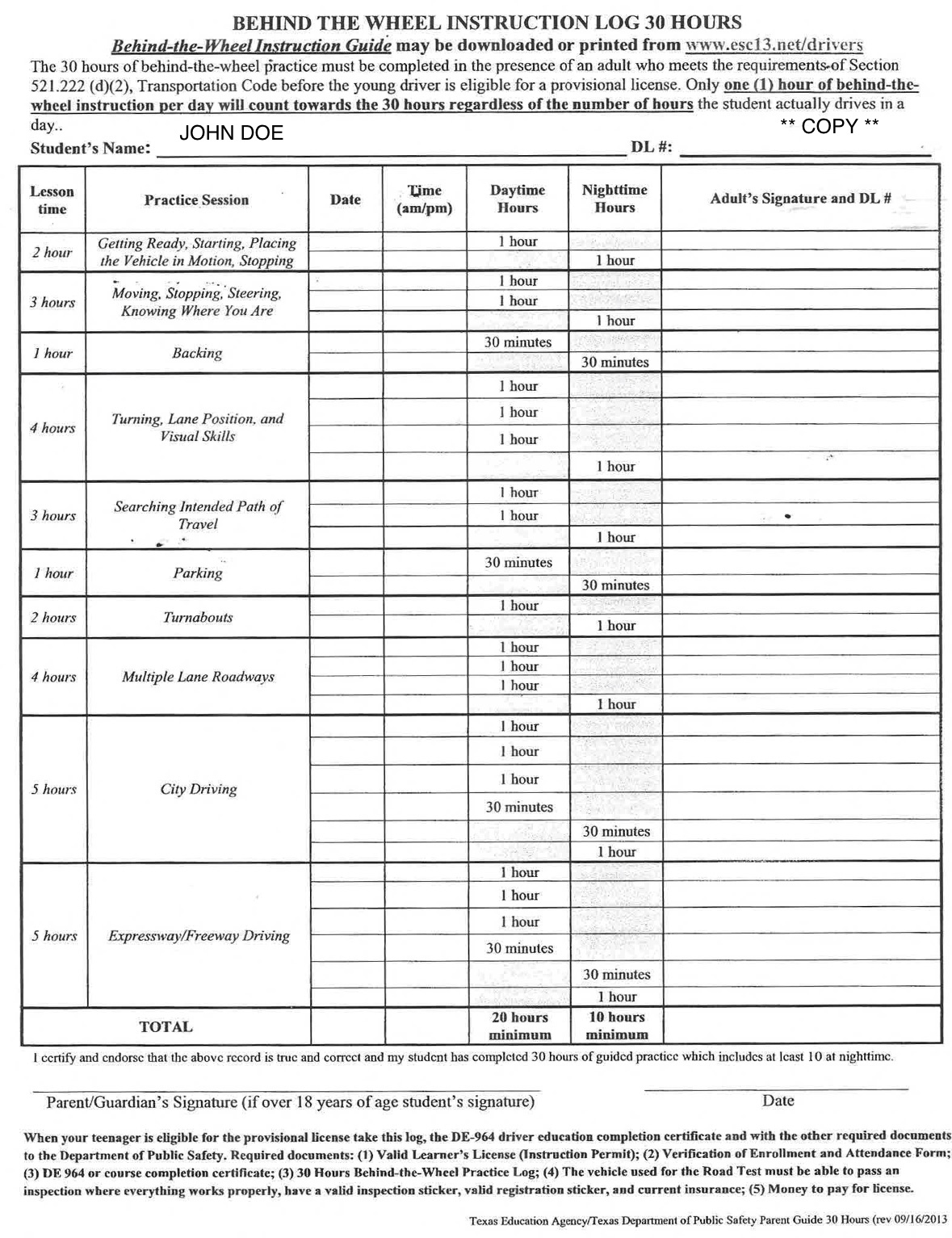 Road Test Registration – Benavides Driving School